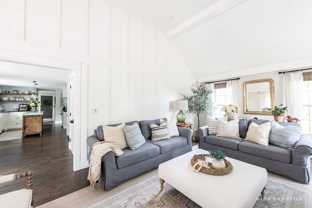 Natural & Neutral Family Room Makeover - Nina Hendrick